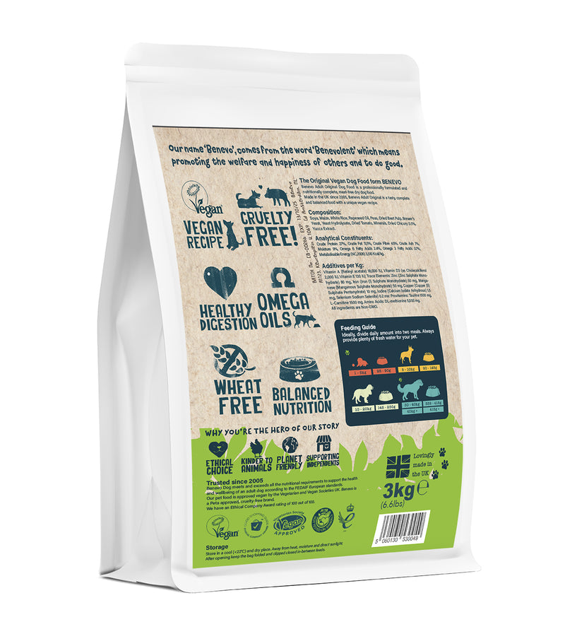 Benevo Vegan Adult Dog Food 3Kg (Temporary Pack) – One Vegan Shop